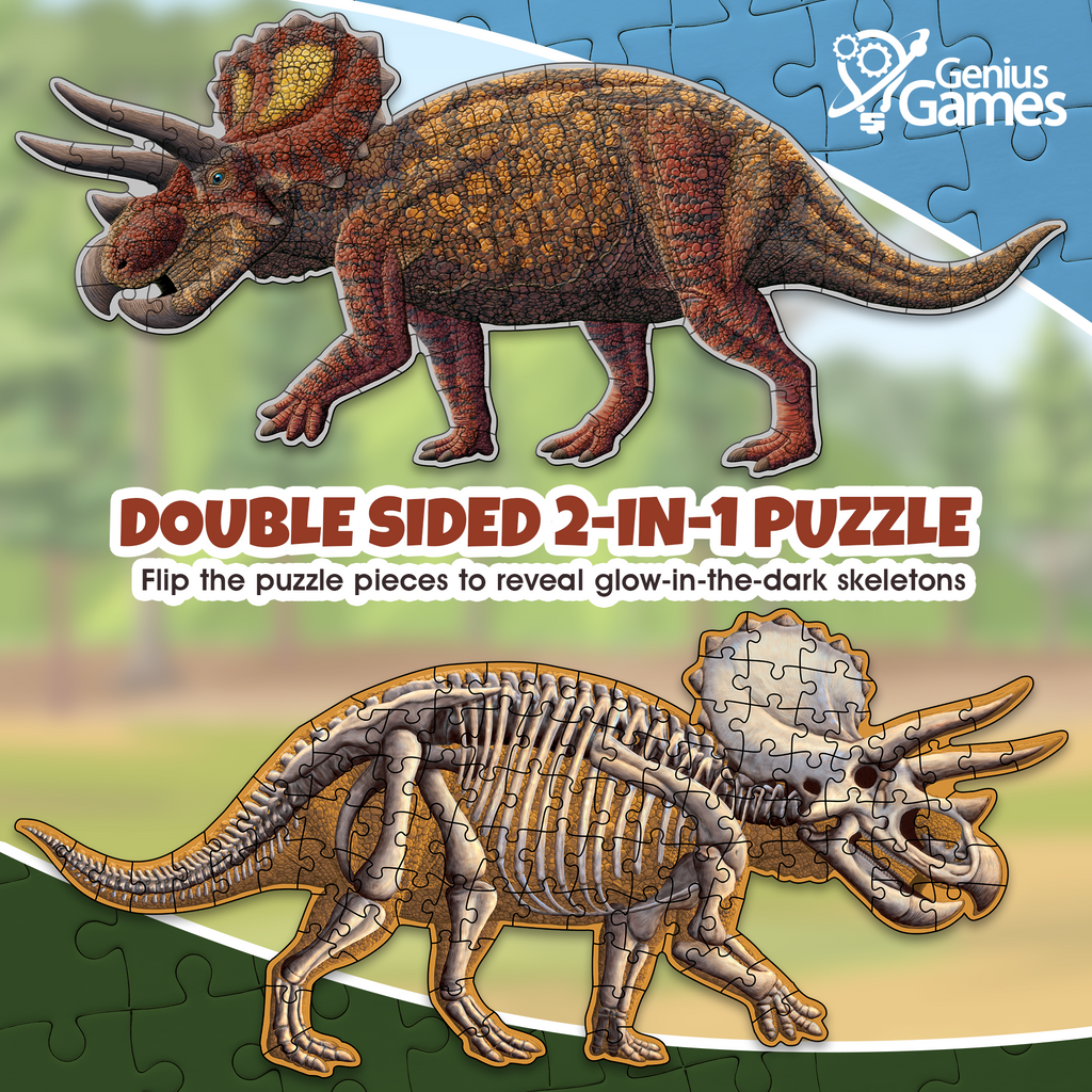Triceratops Dinosaur Jigsaw Puzzle - 4FT Double Sided Floor Puzzle - 1 ...